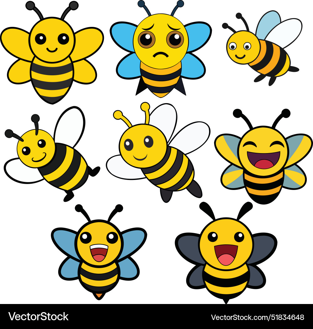 Yellow faced bee flat design animal Royalty Free Vector