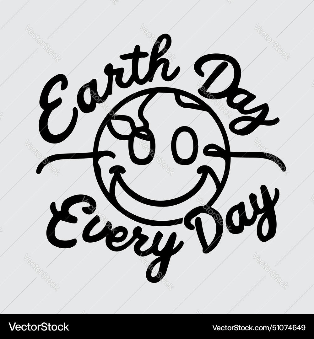 A black and white image of earth day every Vector Image