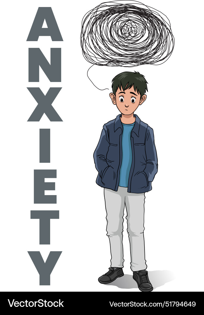 Anxiety anxious person cartoon Royalty Free Vector Image