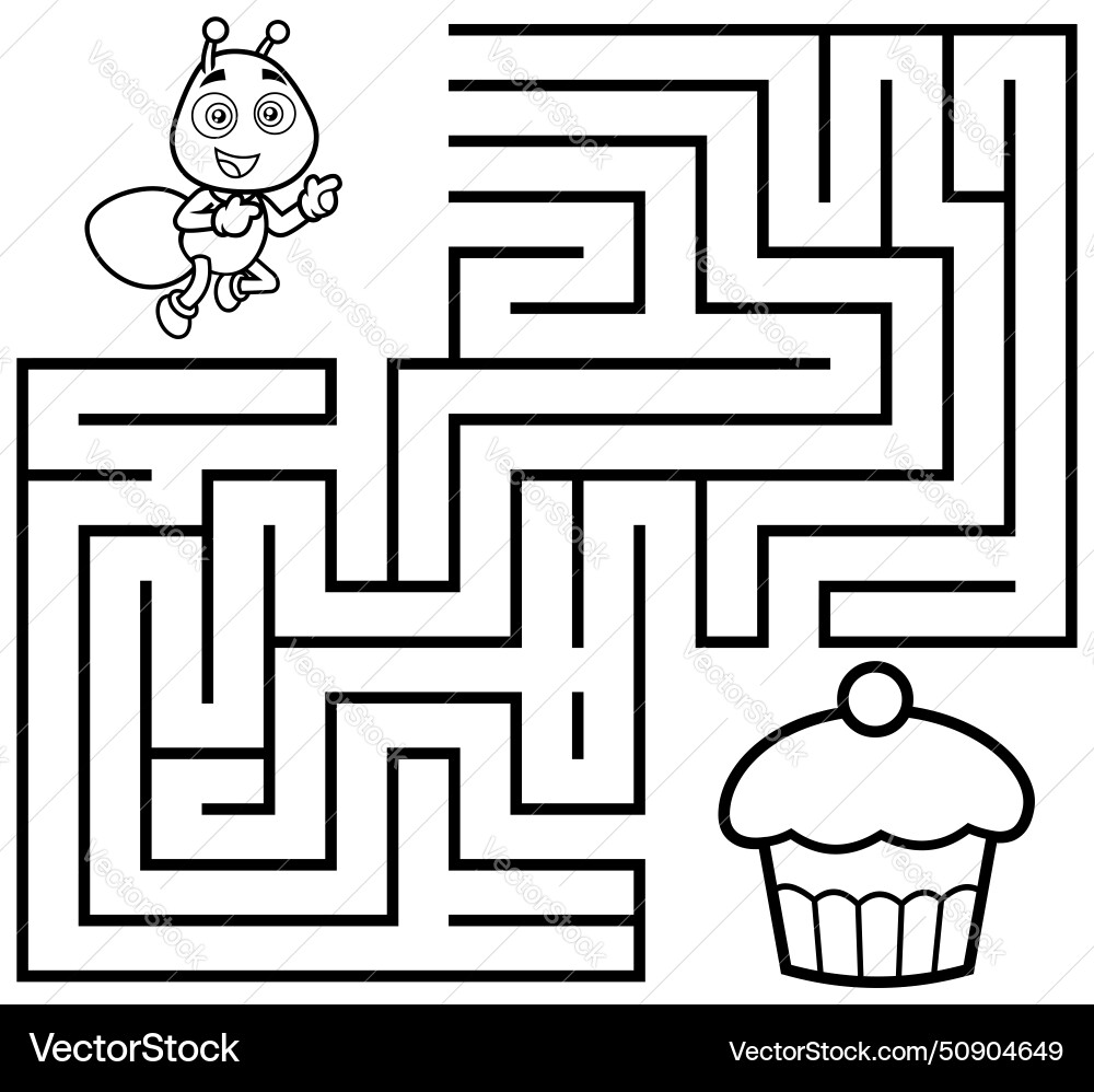 Cartoon maze game education for kids Royalty Free Vector