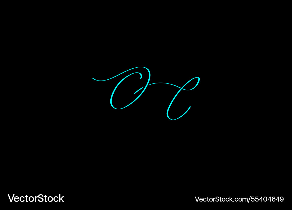 Elegant calligraphy of cursive oc logo Royalty Free Vector