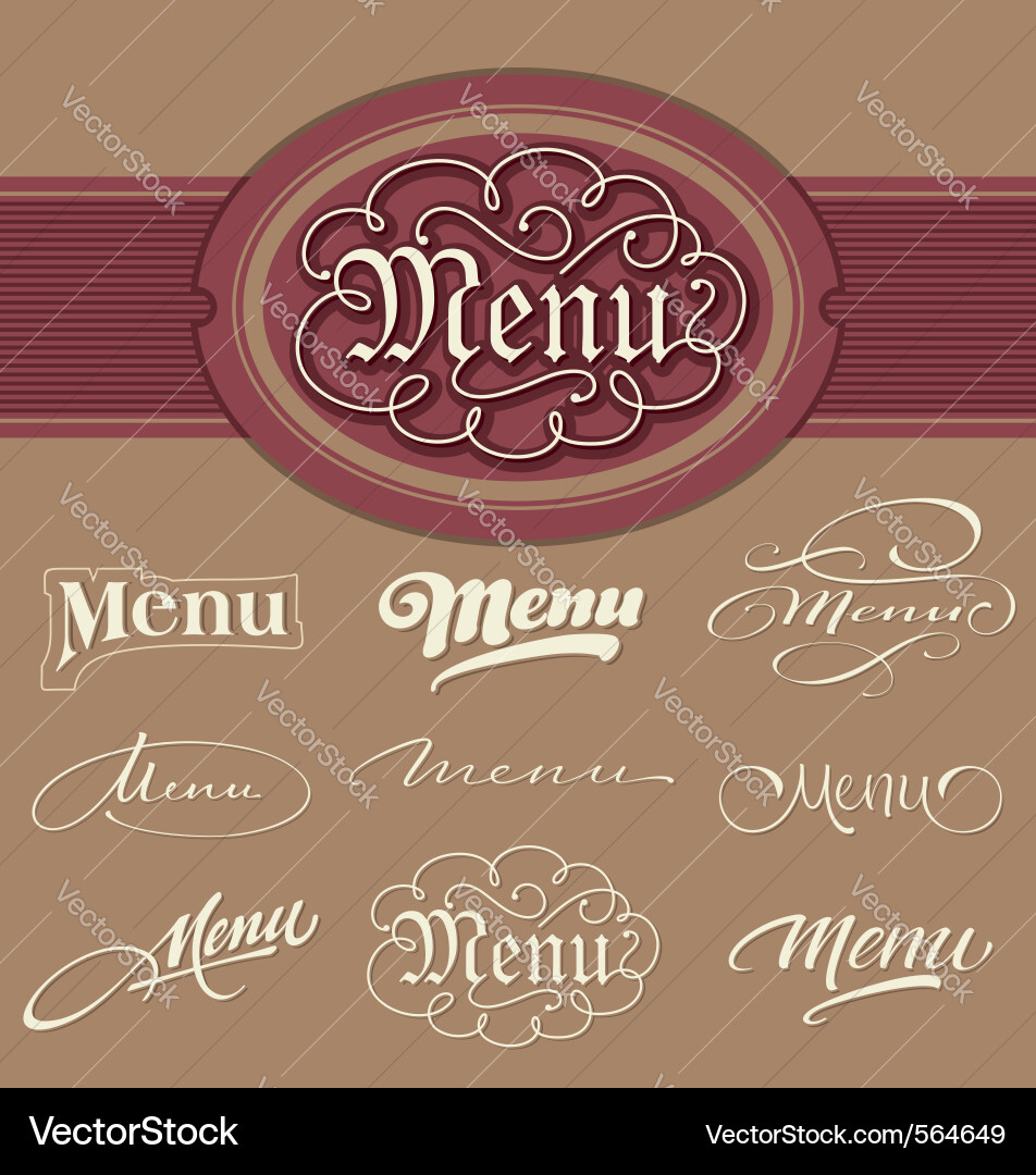 Menu headlines Royalty Free Vector Image - VectorStock