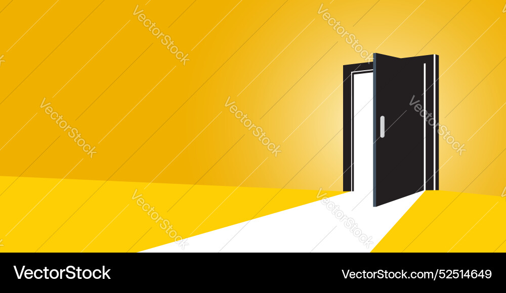 Open door with light icon in flat style dark room Vector Image