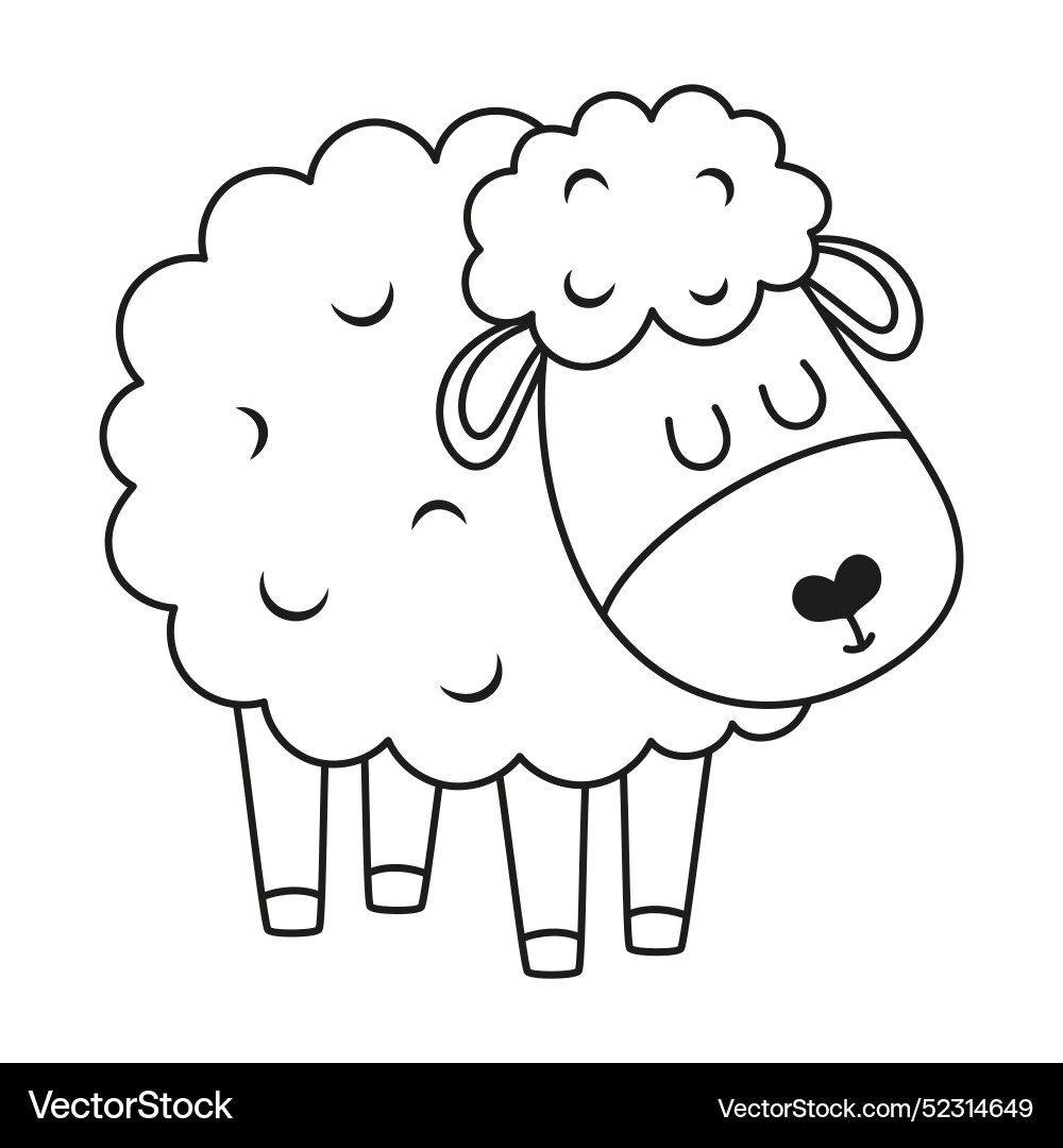 Outline cute sheep isolated Royalty Free Vector Image