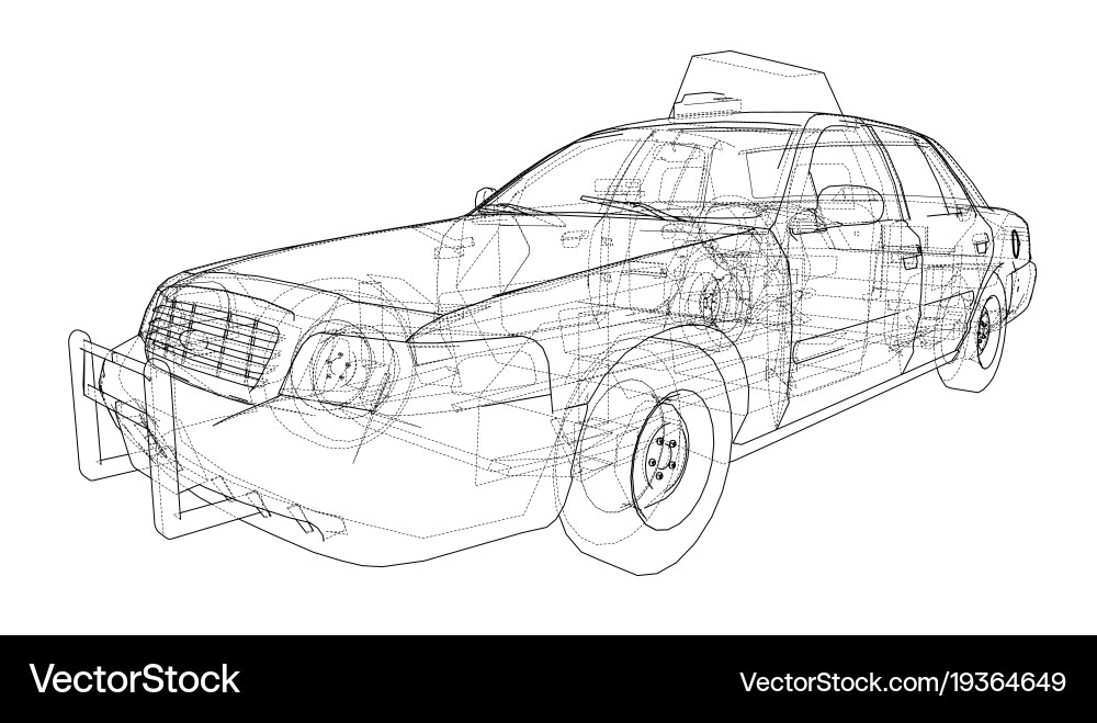 Taxi outline drawing Royalty Free Vector Image
