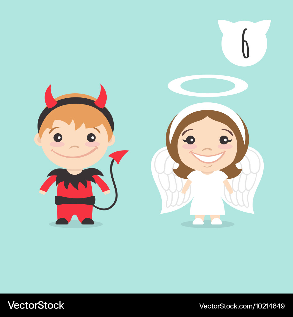 Two happy cute kids characters boy in imp Vector Image