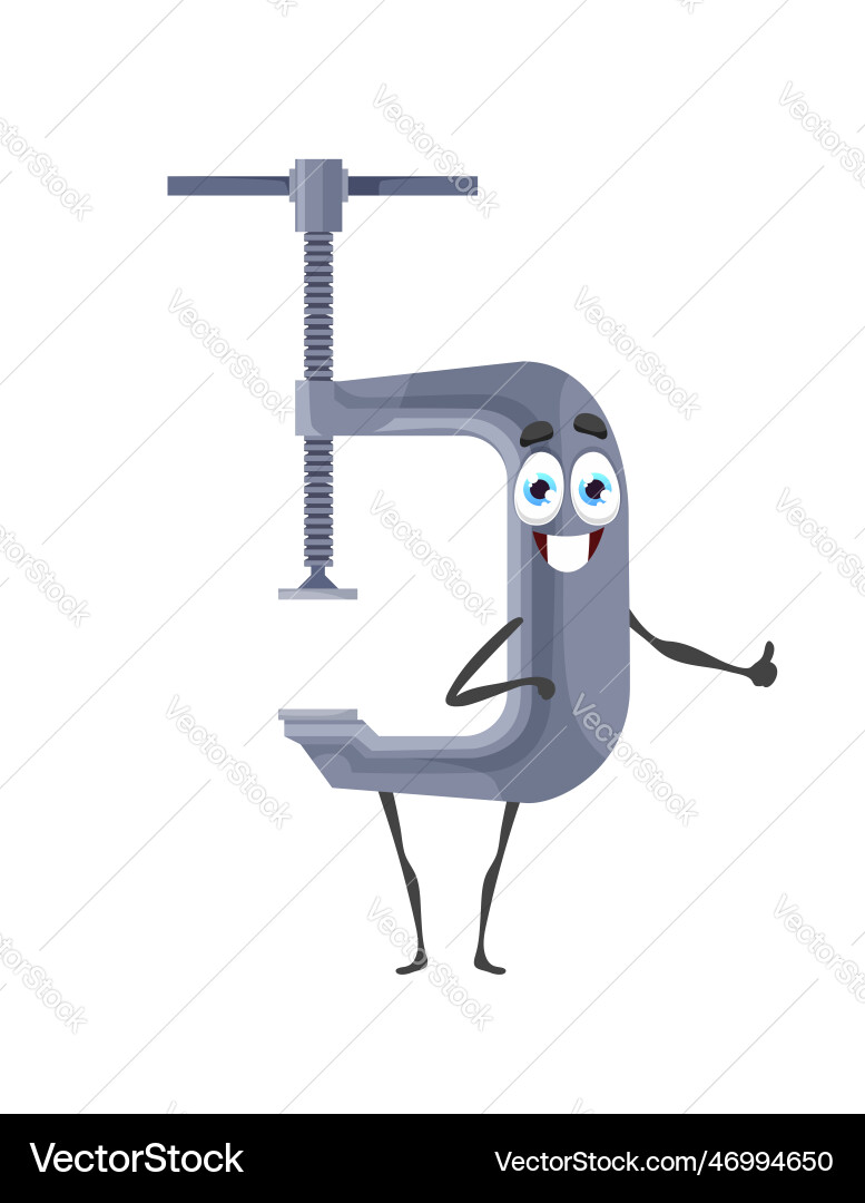 Cartoon clamp tool character work instrument Vector Image