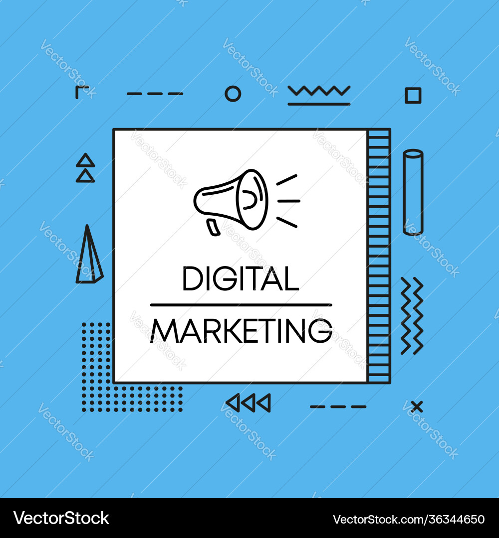Geometry megaphone with digital marketing speech Vector Image