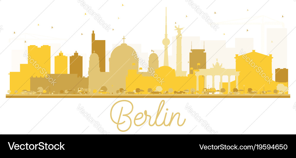 Golden Berlin City Skyline Royalty Free Vector Image