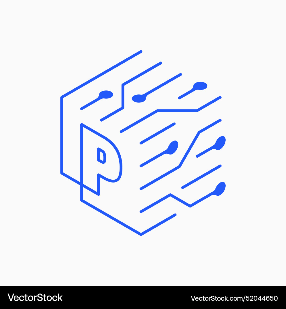 P letter cube tech logo icon Royalty Free Vector Image
