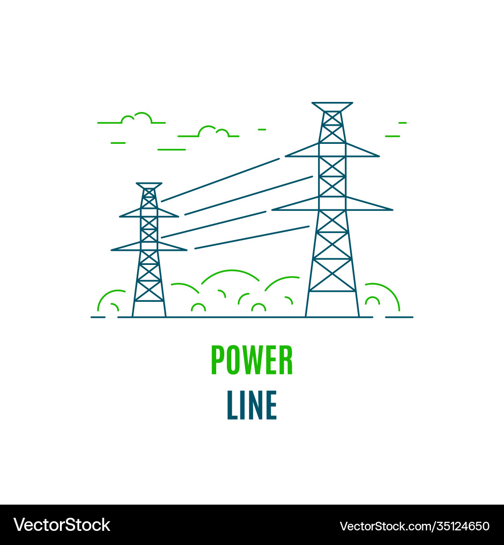 Power line electricity supply flat style icon Vector Image