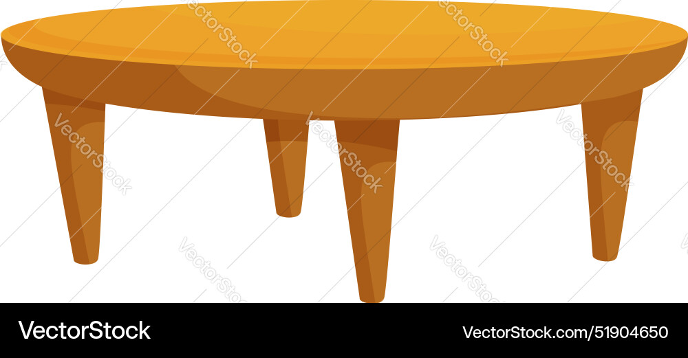Round wooden table standing on four legs Vector Image