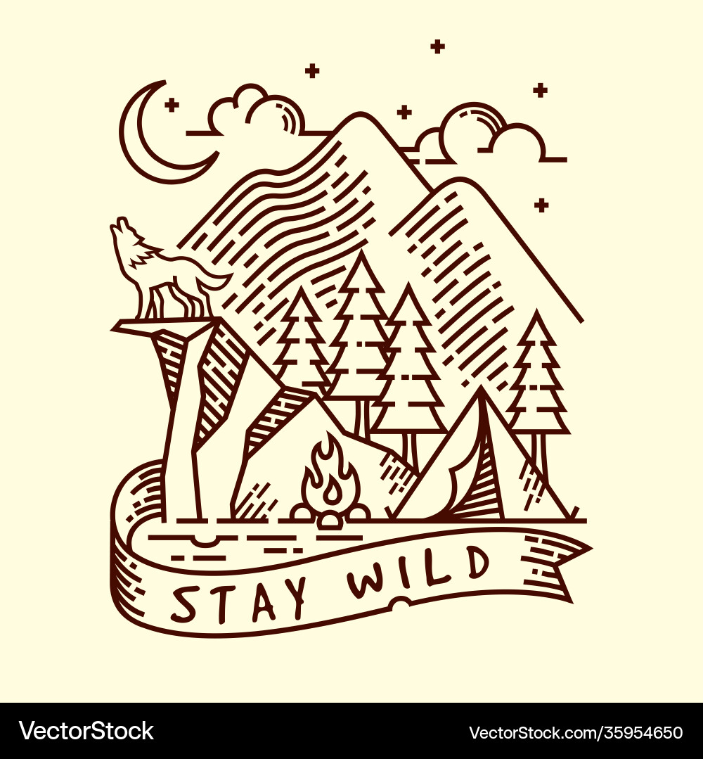 Stay wild line Royalty Free Vector Image - VectorStock