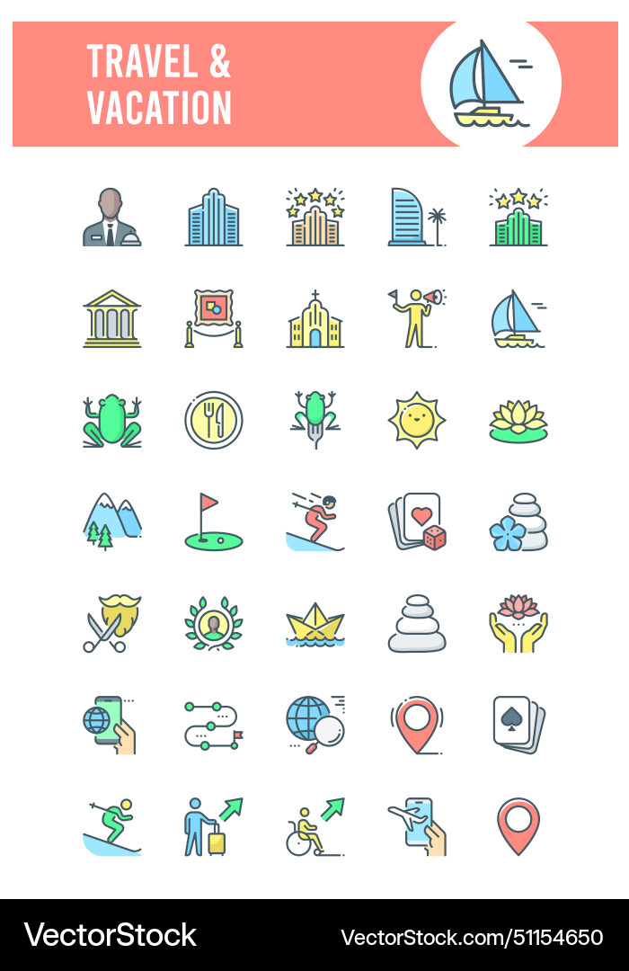 Travel and vacation icons Royalty Free Vector Image