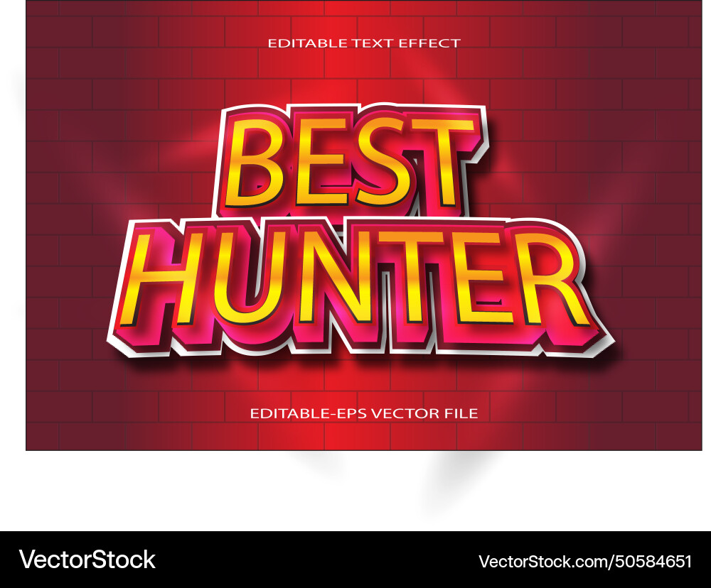 Best hunter editable text effect 3d gradient Vector Image