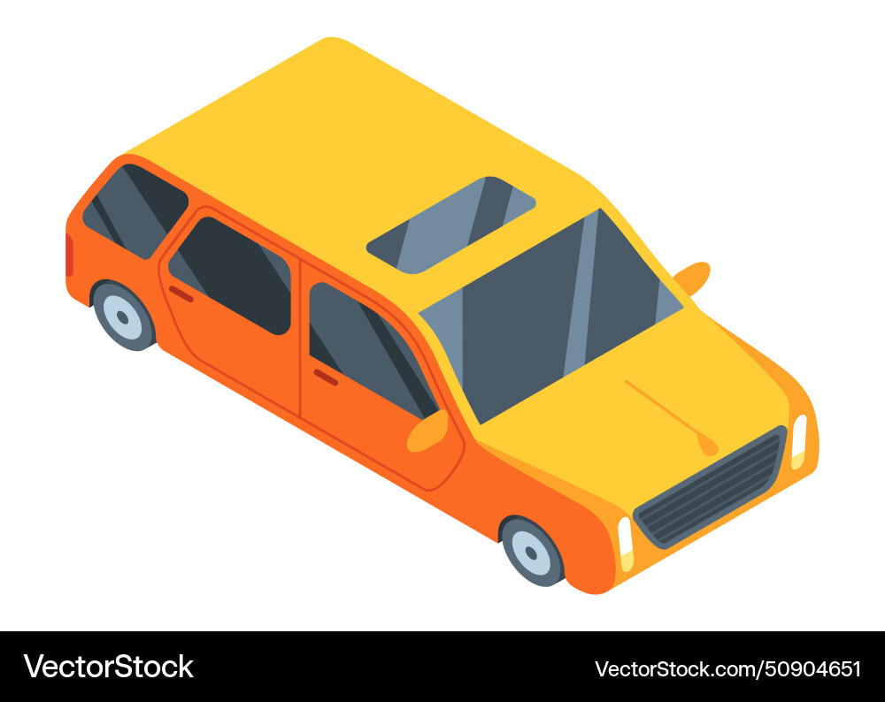 City isometric car icon flat colorful Royalty Free Vector