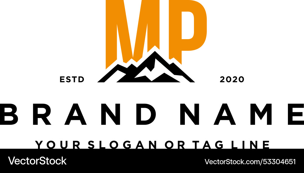 Creative letter mp mountain logo design Royalty Free Vector