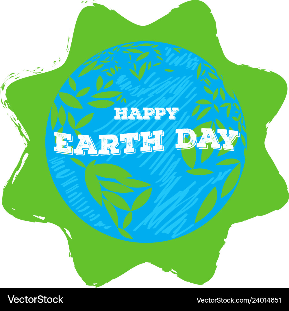 Earth day label with a planet sketch Royalty Free Vector