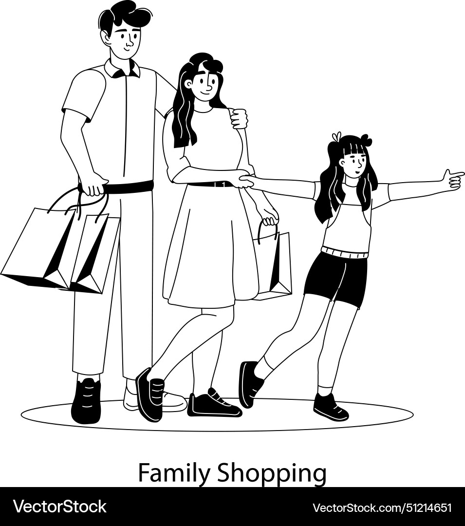 Family shopping Royalty Free Vector Image - VectorStock