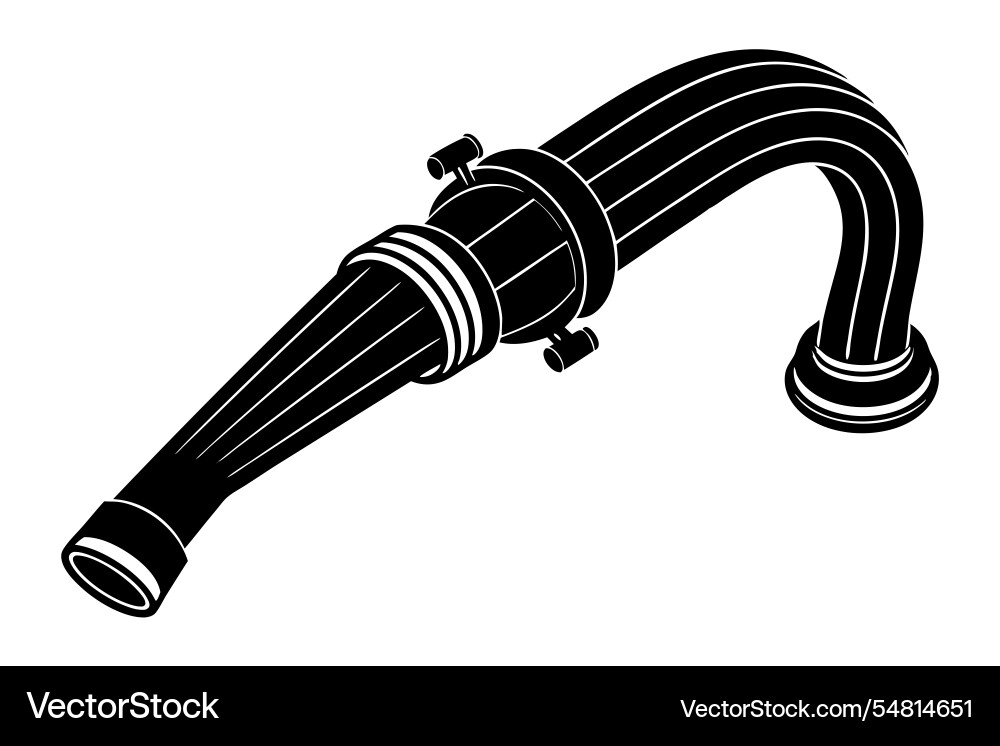Fire hose with nozzles art silhouette Royalty Free Vector