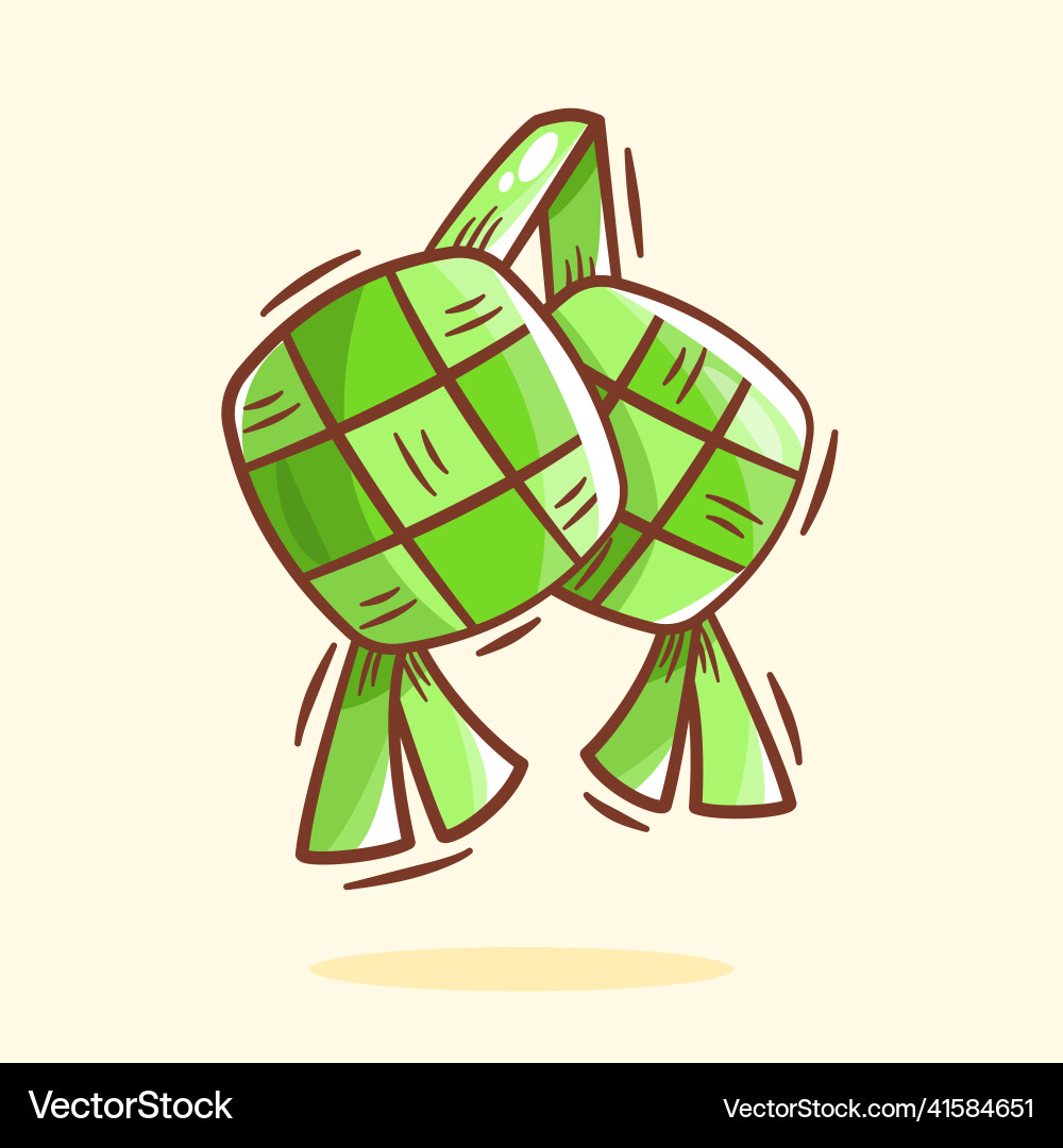 Hand drawn ketupat cartoon Royalty Free Vector Image
