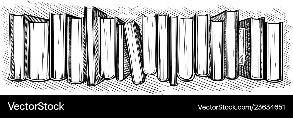 Hand drawn sketch top view on library books Vector Image