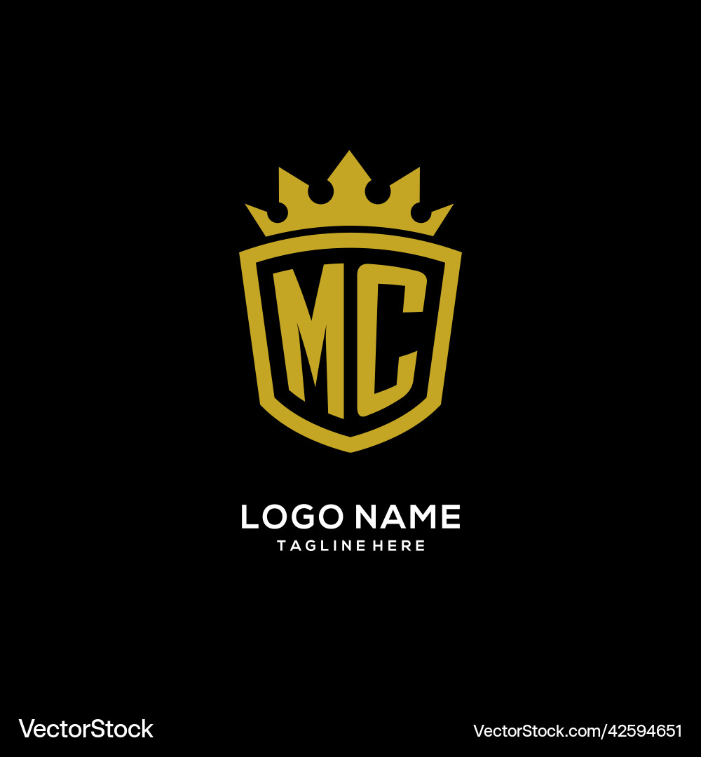 Initial mc logo shield crown style luxury elegant Vector Image