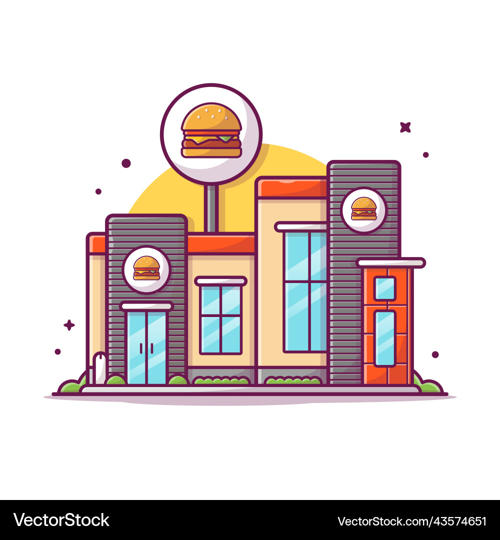 Modern burger shop cartoon Royalty Free Vector Image