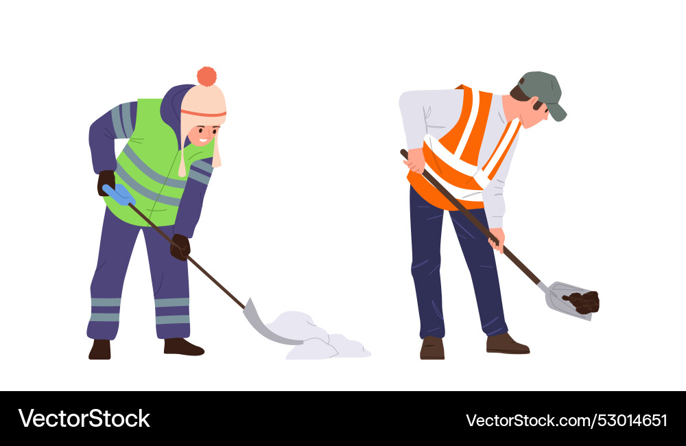 People road worker cartoon characters working Vector Image