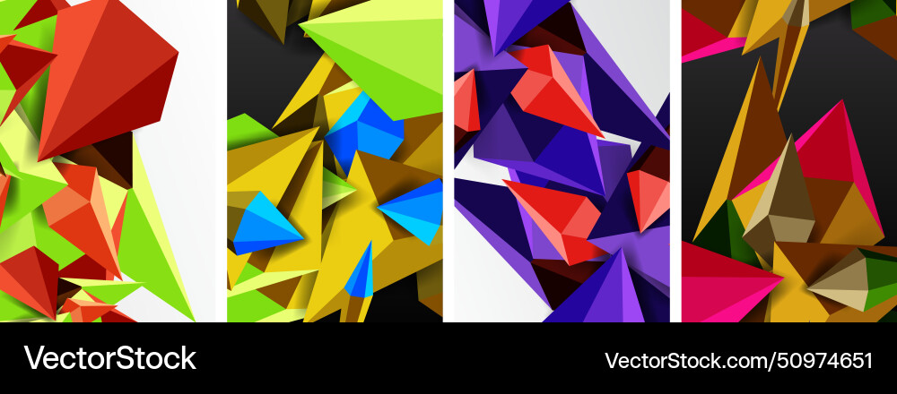 Set of triangle geometric low poly 3d shapes Vector Image
