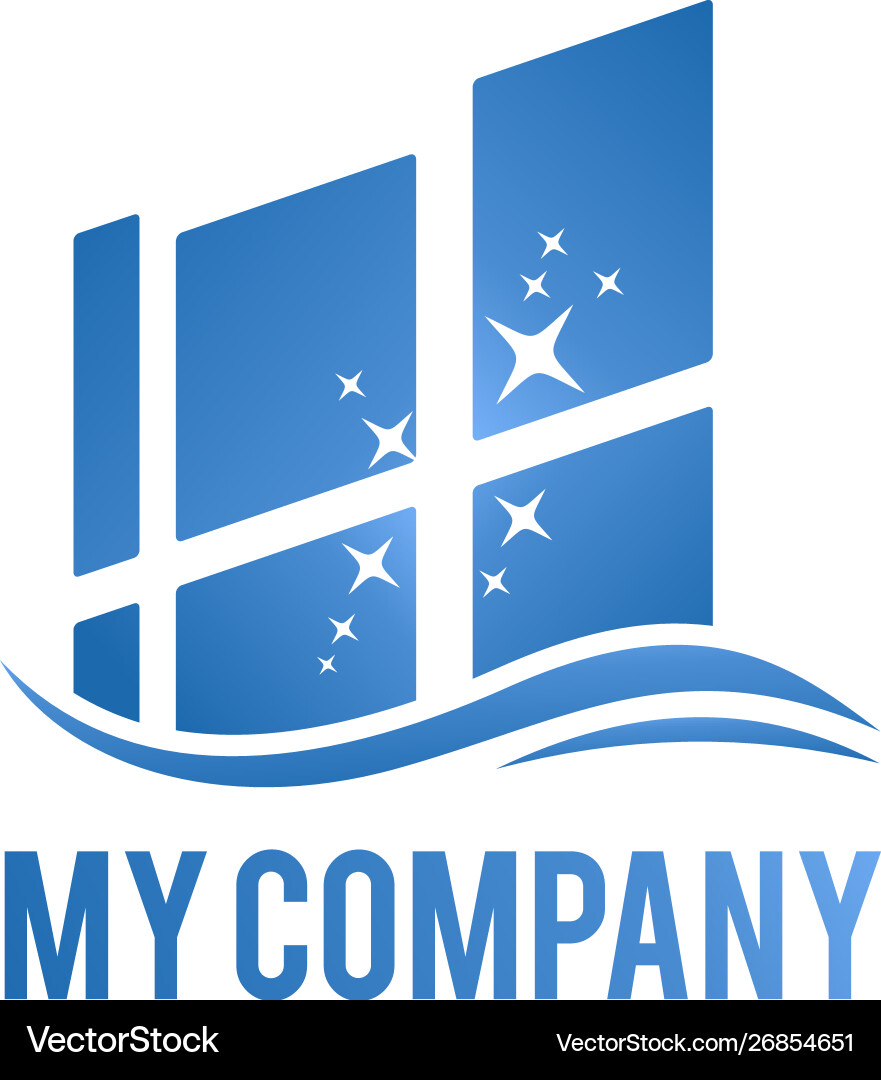 Window washing cleaning logo Royalty Free Vector Image