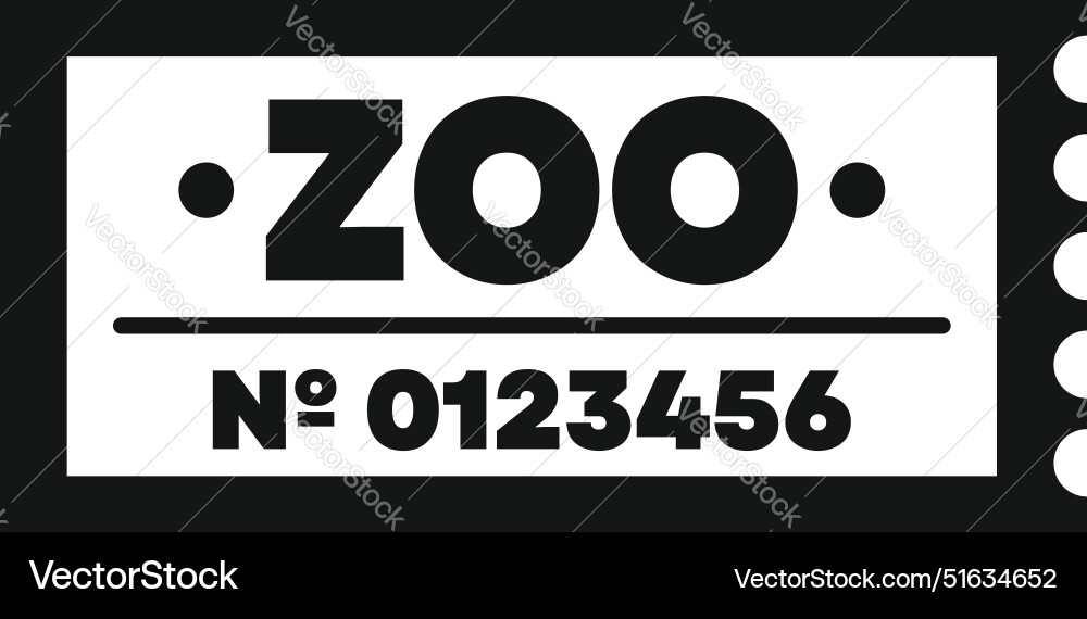 Black and white zoo ticket admitting entry Vector Image