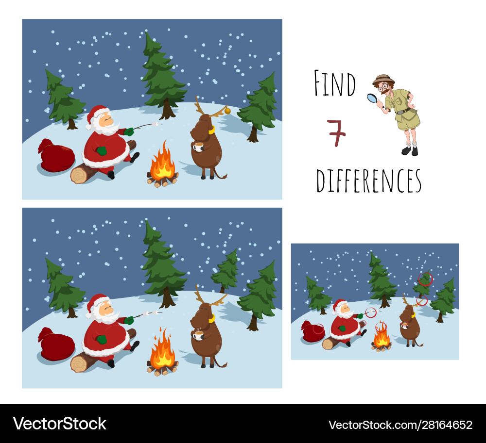 Find 7 differences educational game for children Vector Image