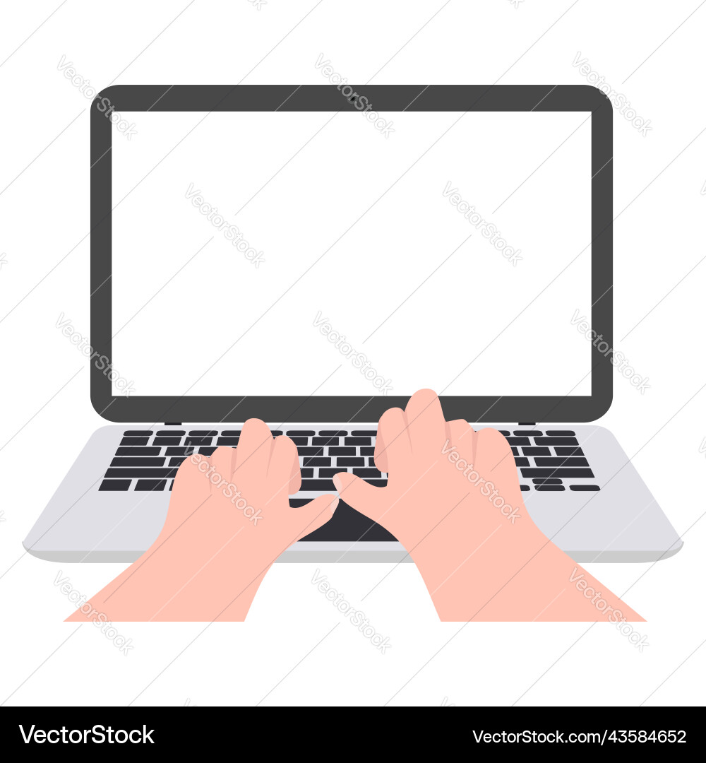 Laptop notebook with hand typing working concept Vector Image