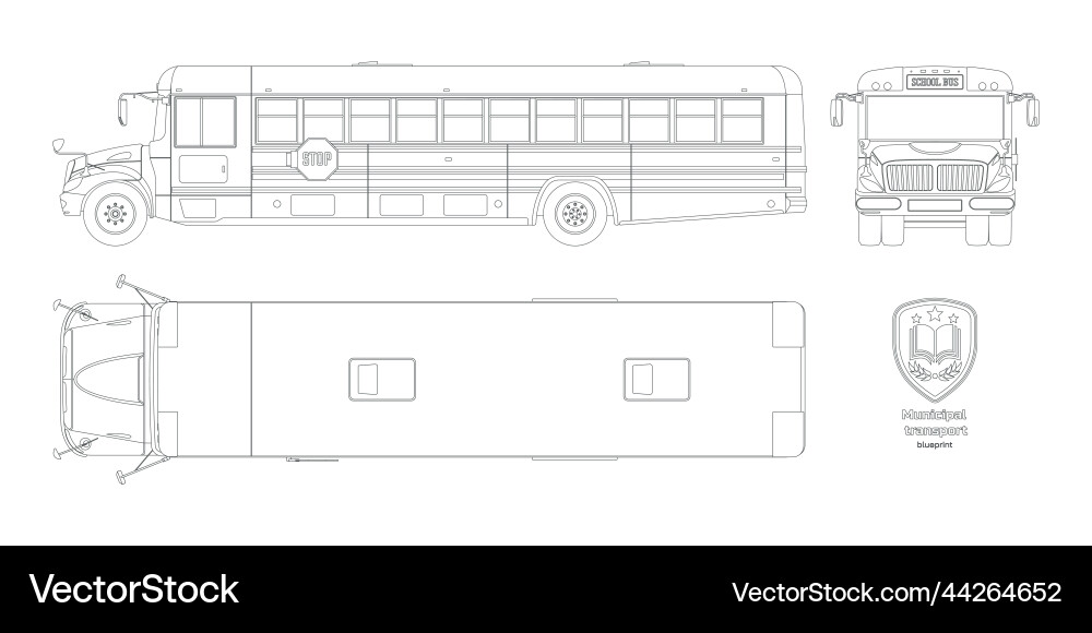 School Bus Blueprint Outline Royalty Free Vector Image