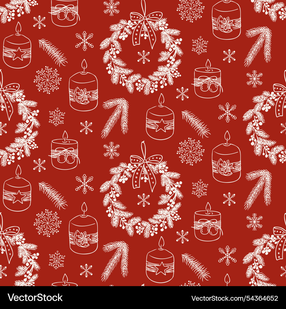 Seamless holiday pattern with outline hand drawn Vector Image