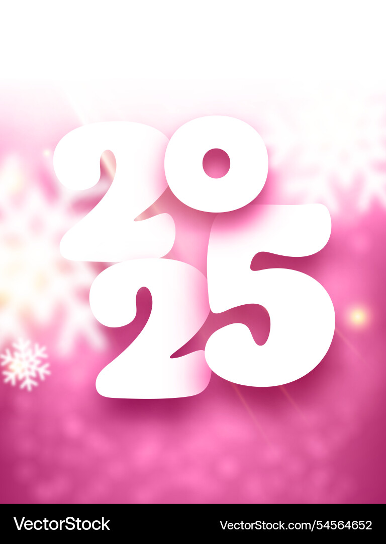 Soft pink 2025 design with snowflake accents Vector Image