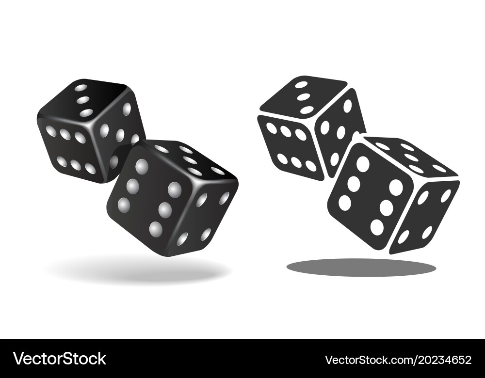 Two Falling Black Dice Royalty Free Vector Image