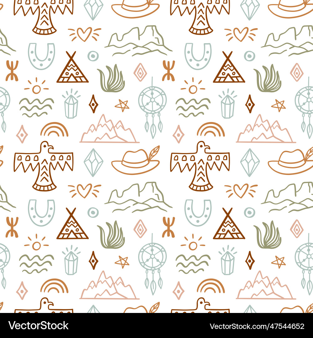 Western Cowboy Pattern Royalty Free Vector Image