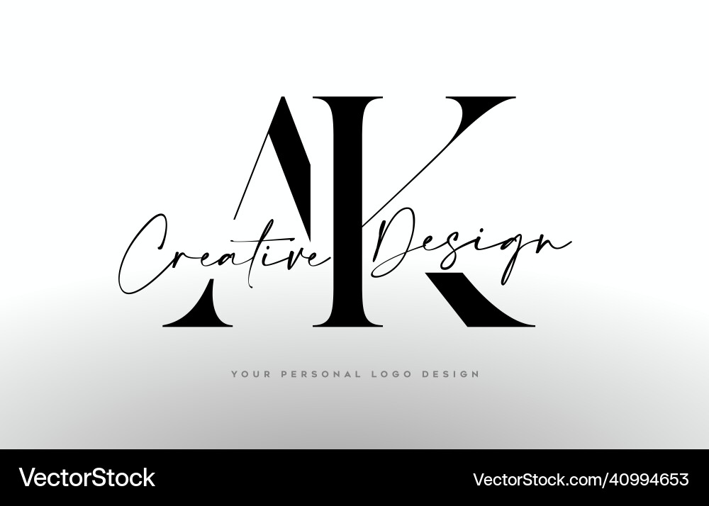 Ak letter logo design icon with serif font Vector Image