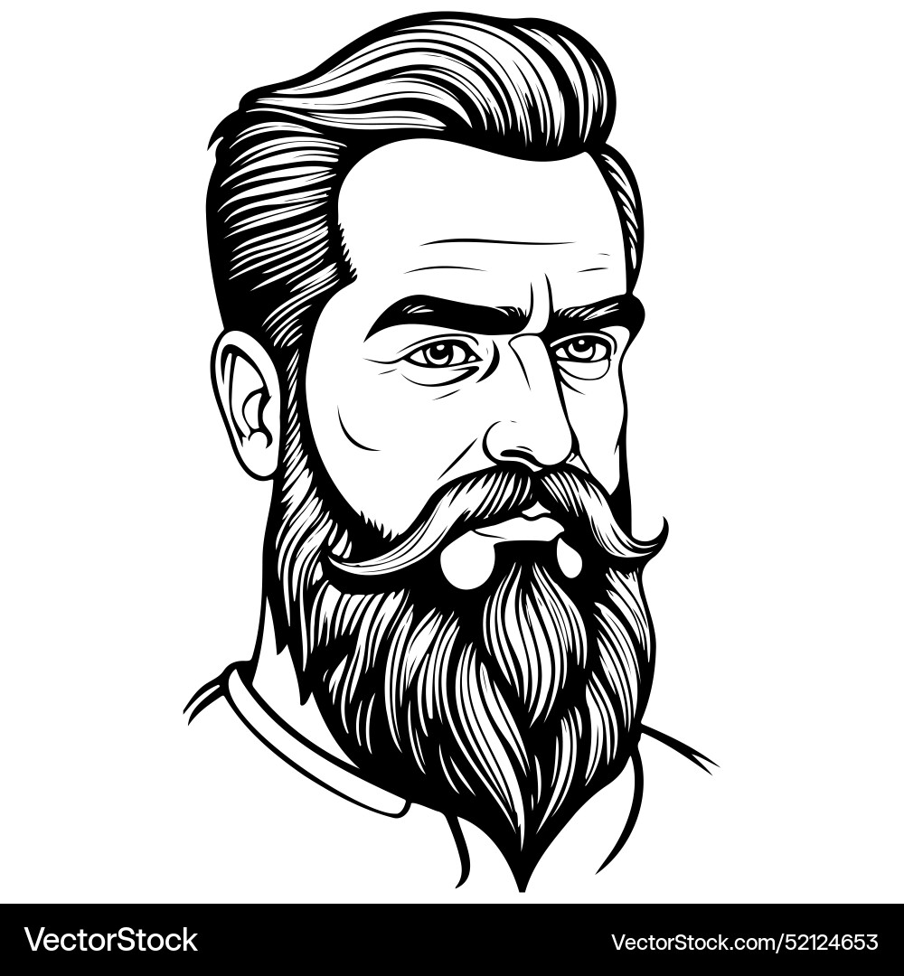 Beard hand drawn line transparent background Vector Image
