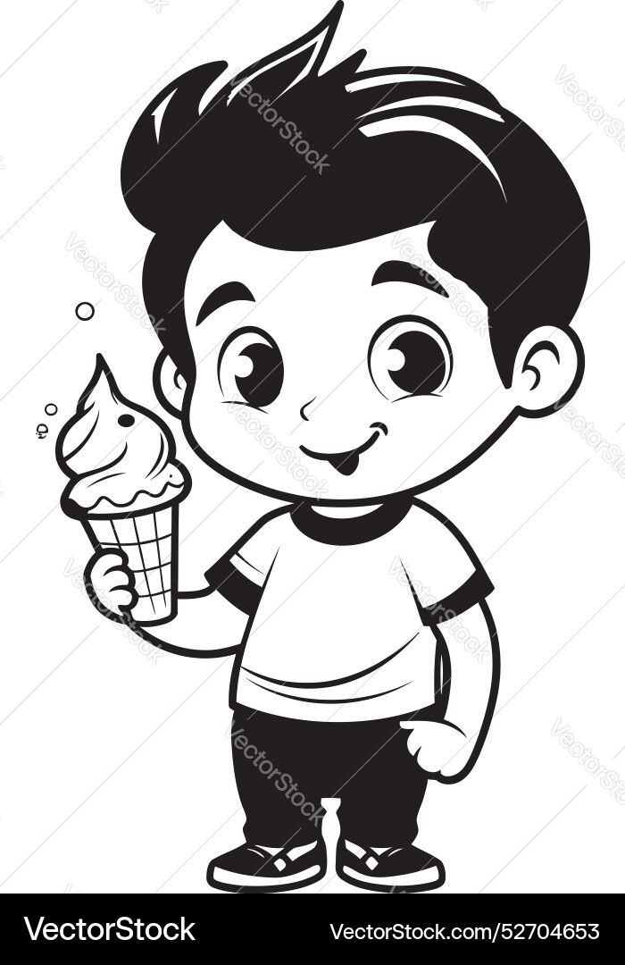 Chilly chomp cartoon boy with ice cream cone icon Vector Image