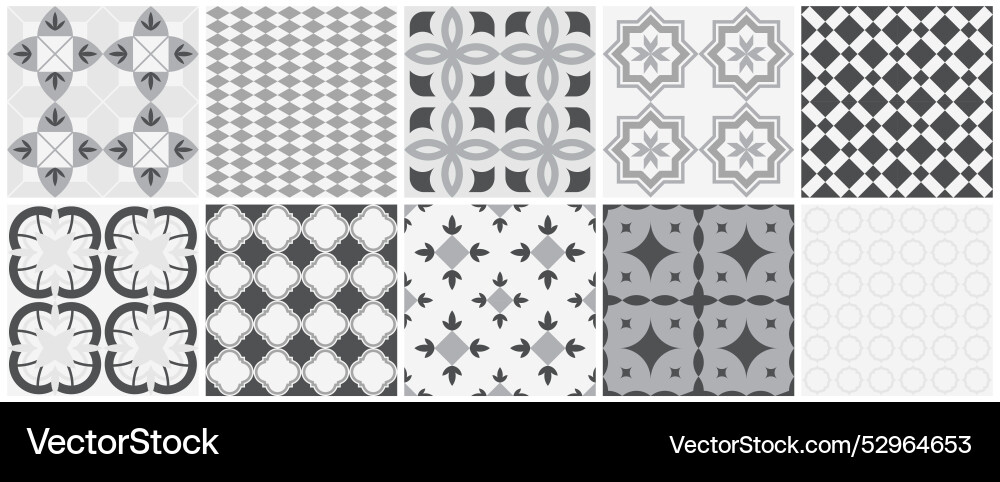 Collection of seamless geometric mosaic patterns Vector Image