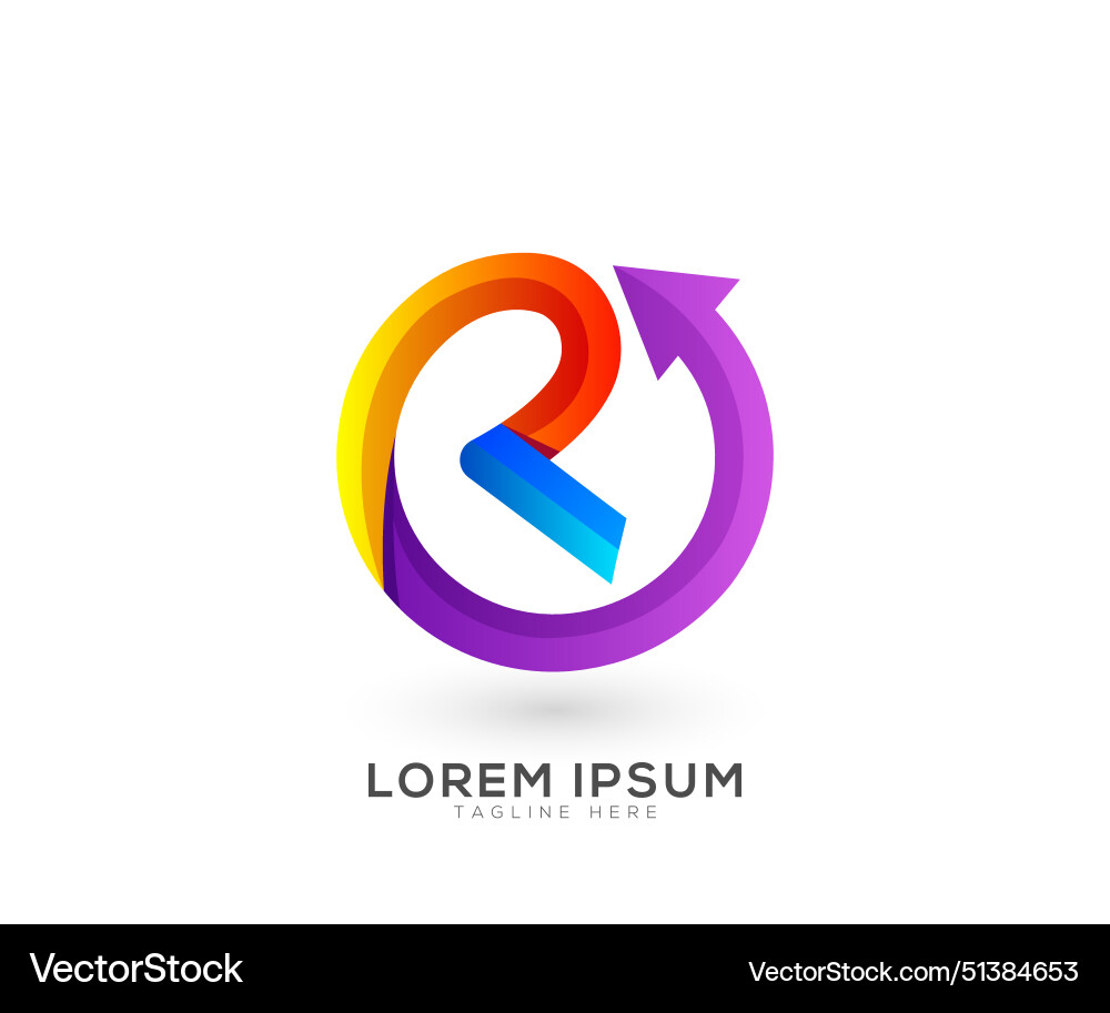 Creative r letter logo arrow return concept Vector Image