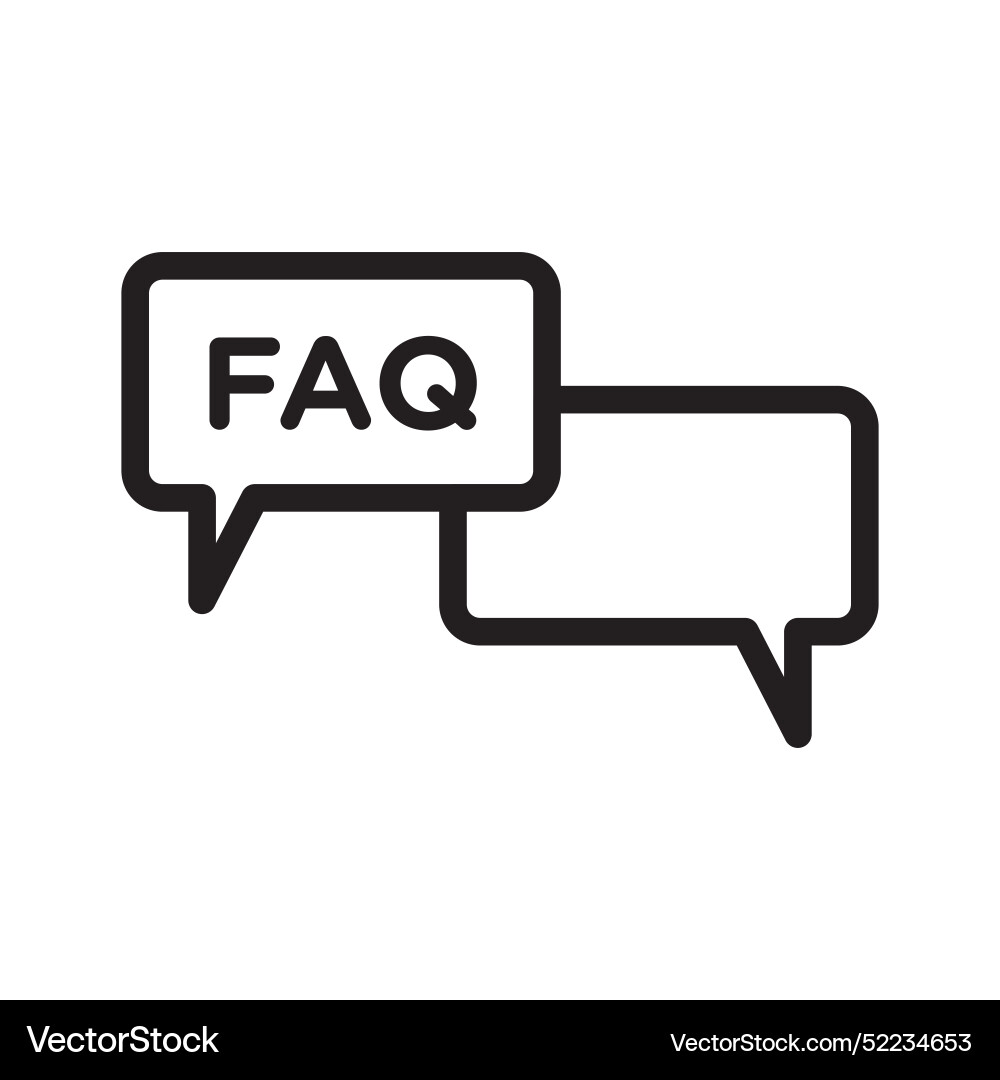 Faq icon black line art logo Royalty Free Vector Image