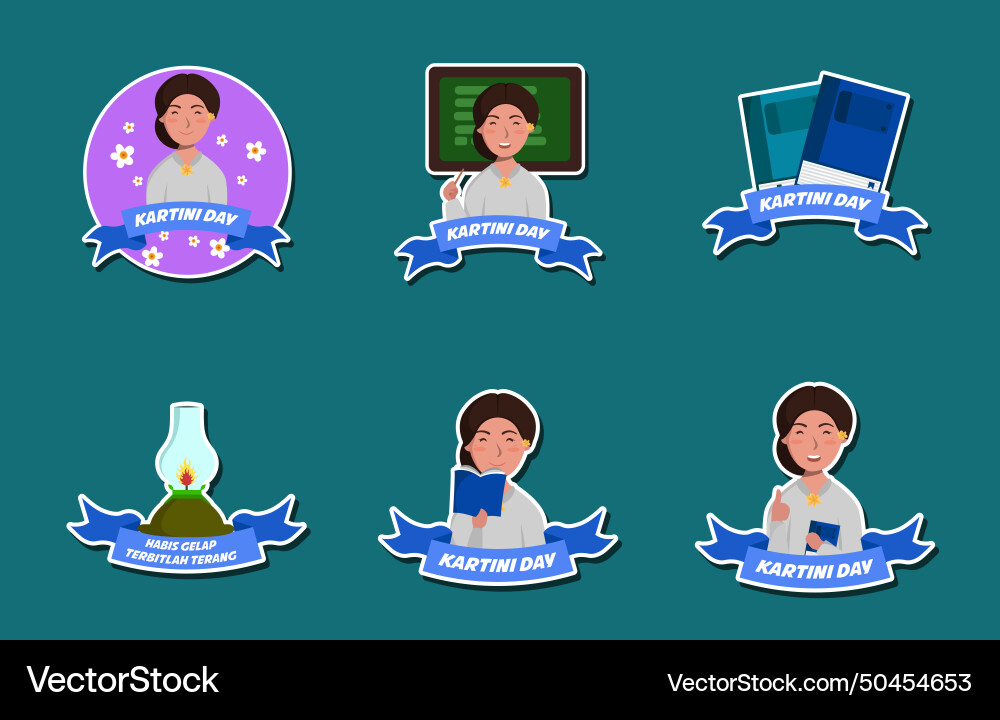 Kartini day sticker set collection design Vector Image