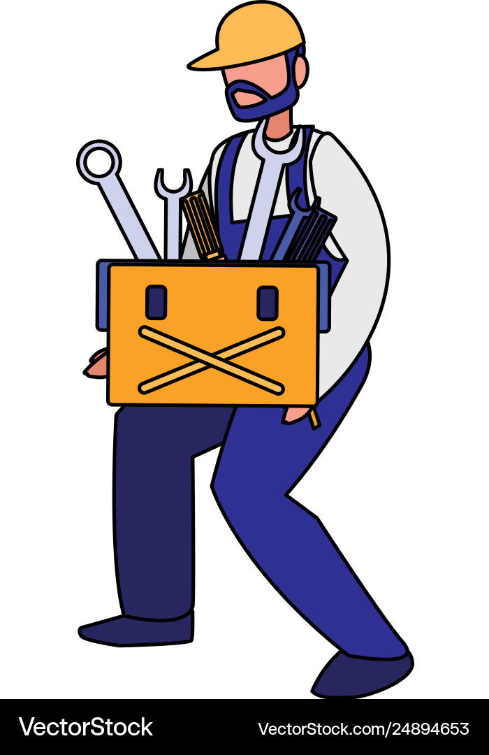 Mechanic worker with toolbox Royalty Free Vector Image