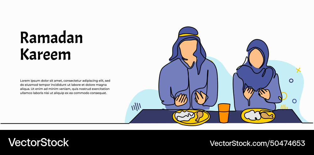 Muslims praying before eating Royalty Free Vector Image