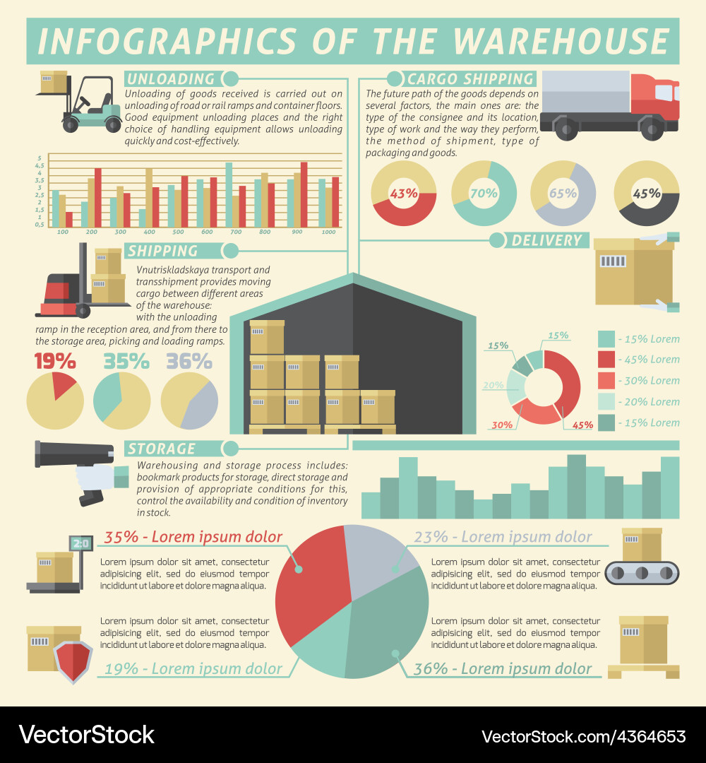 Warehouse infographic set Royalty Free Vector Image