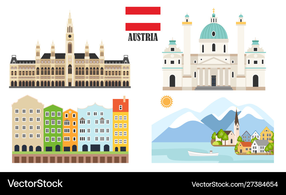 Austria with traditional symbols architecture Vector Image